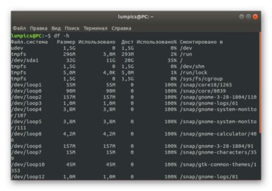 Linux df команда