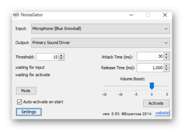 Software pro potlačení hluku mikrofonu